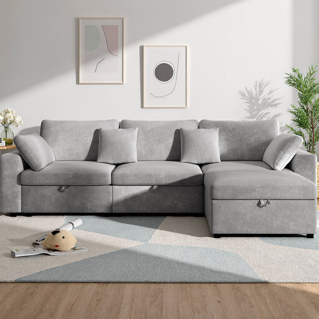 Latitude Run® 118" Oversized Cloud Sectional Couch with Storage Ottoman ...