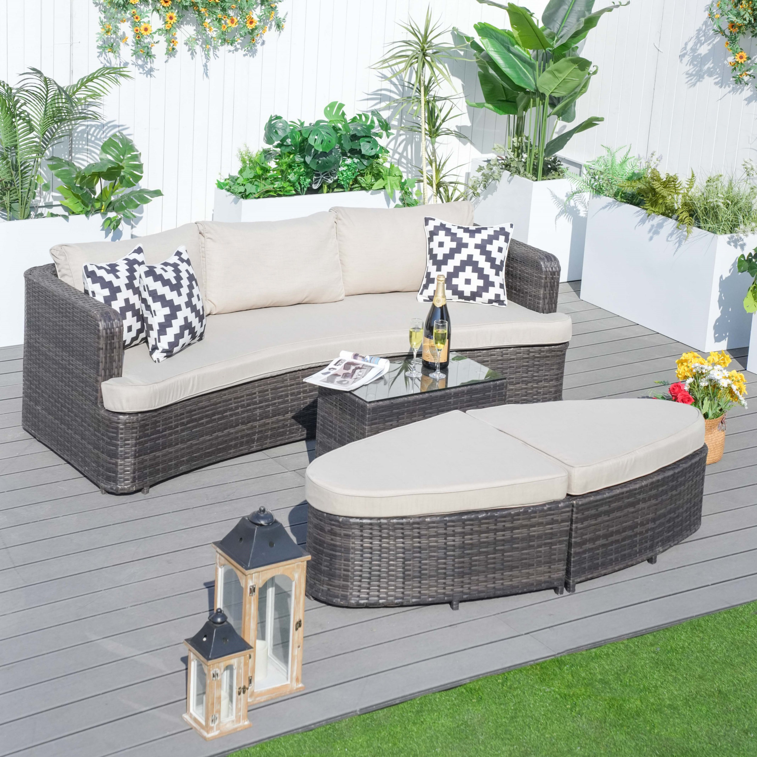 Winston Porter Brown Outdoor Mental Conversation Table Set With ...