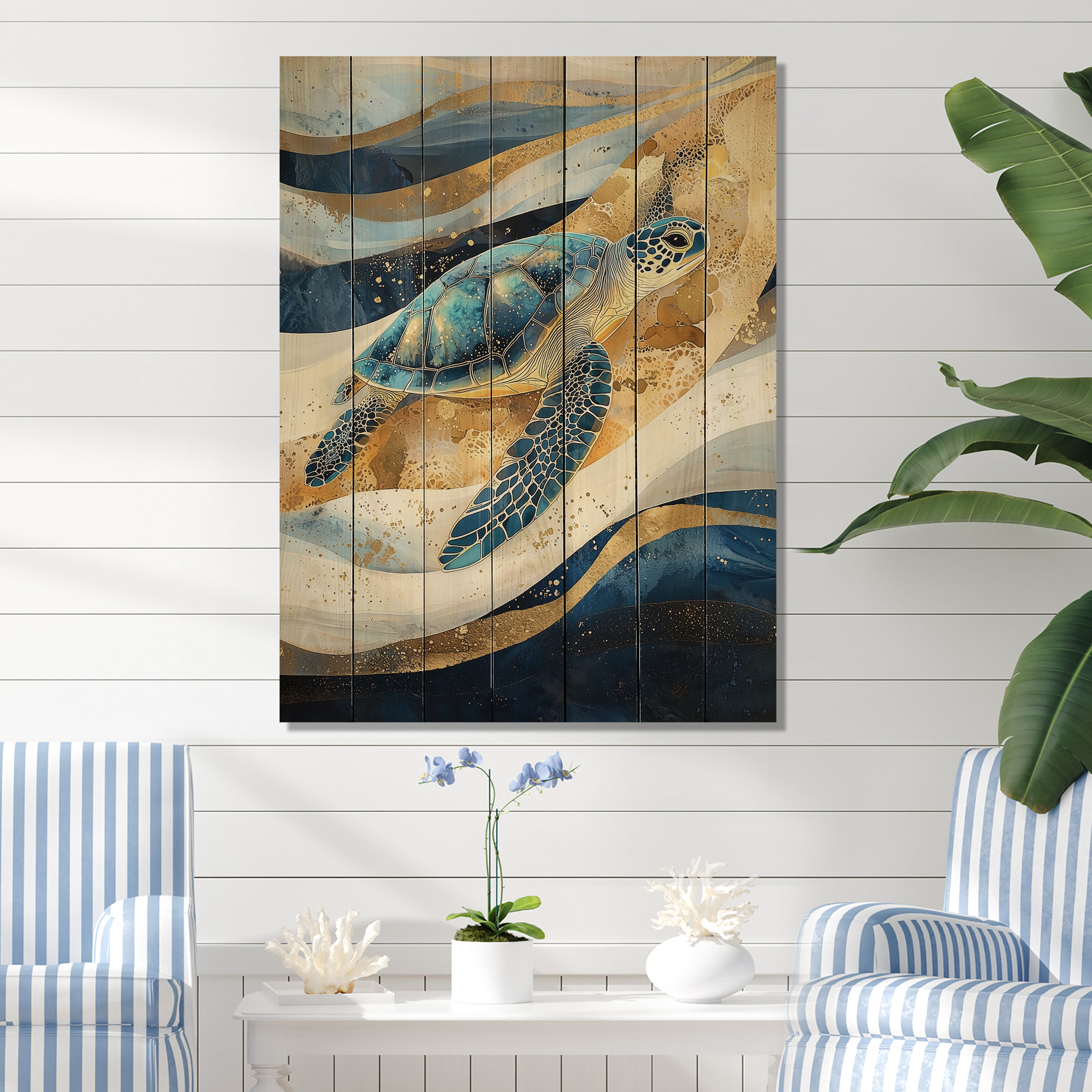 Ophelia & Co. Abstract Waves Of Turtle Trails - Turtle Animal Wood Wall ...