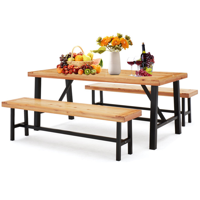 17 Stories Lulsgate 4 - Person Rectangular Outdoor Dining Set & Reviews ...