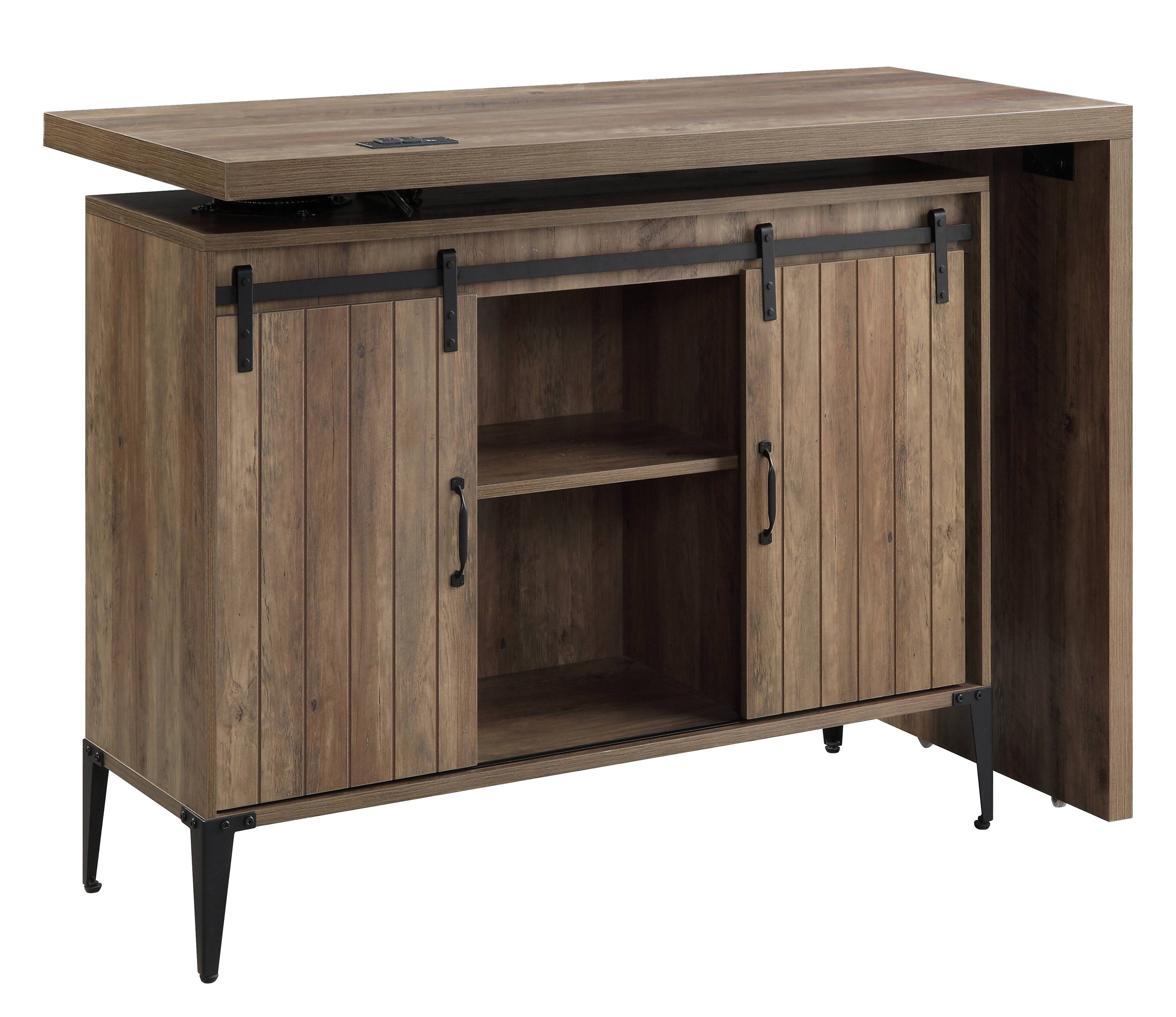 Plethoria Molly Rustic Oak And Black L-Shaped Writing Desk With USB ...