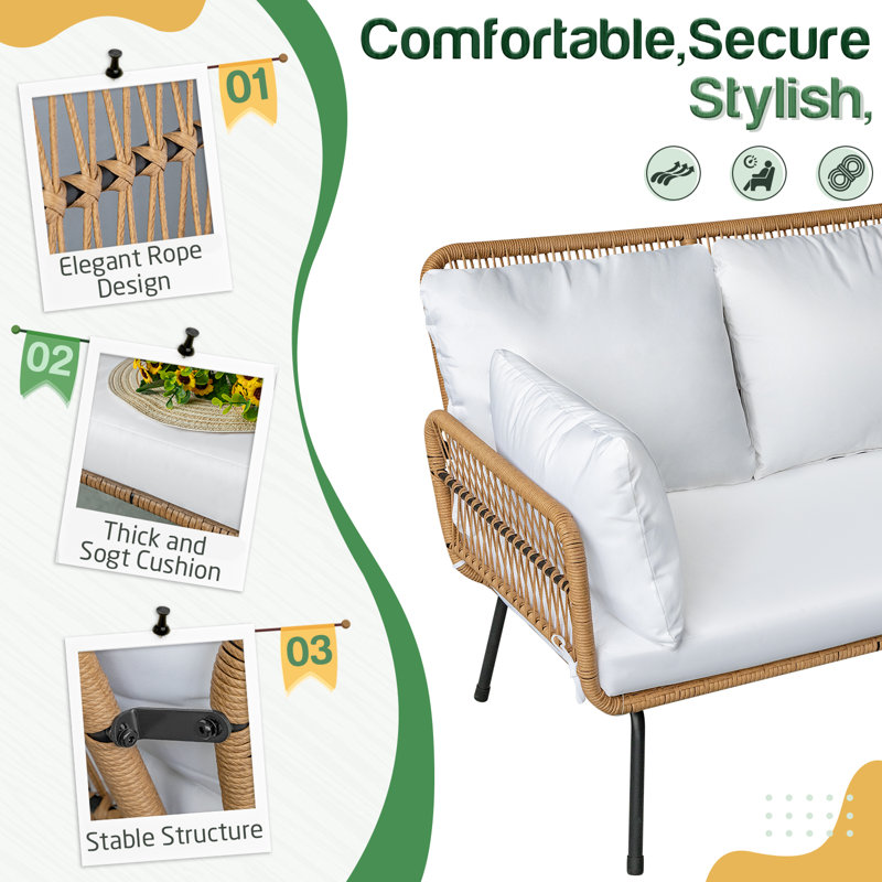 Wade Logan® Areyana 3 Piece Rattan Sofa Seating Group with Cushions ...