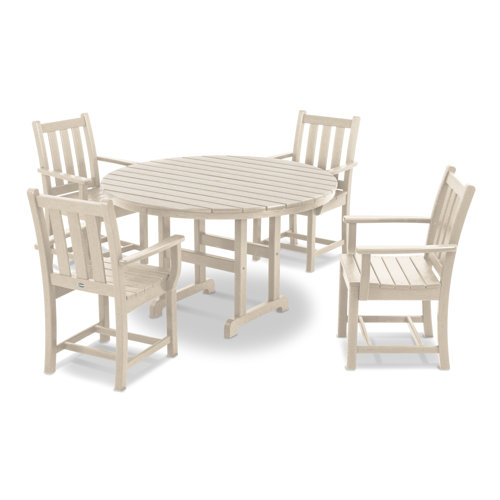 POLYWOOD® Traditional Garden 5-Piece Round Farmhouse Dining Set ...