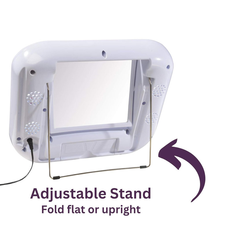 Jerdon Lighted Tabletop Magnified Makeup Mirror with Bluetooth, Plug In ...