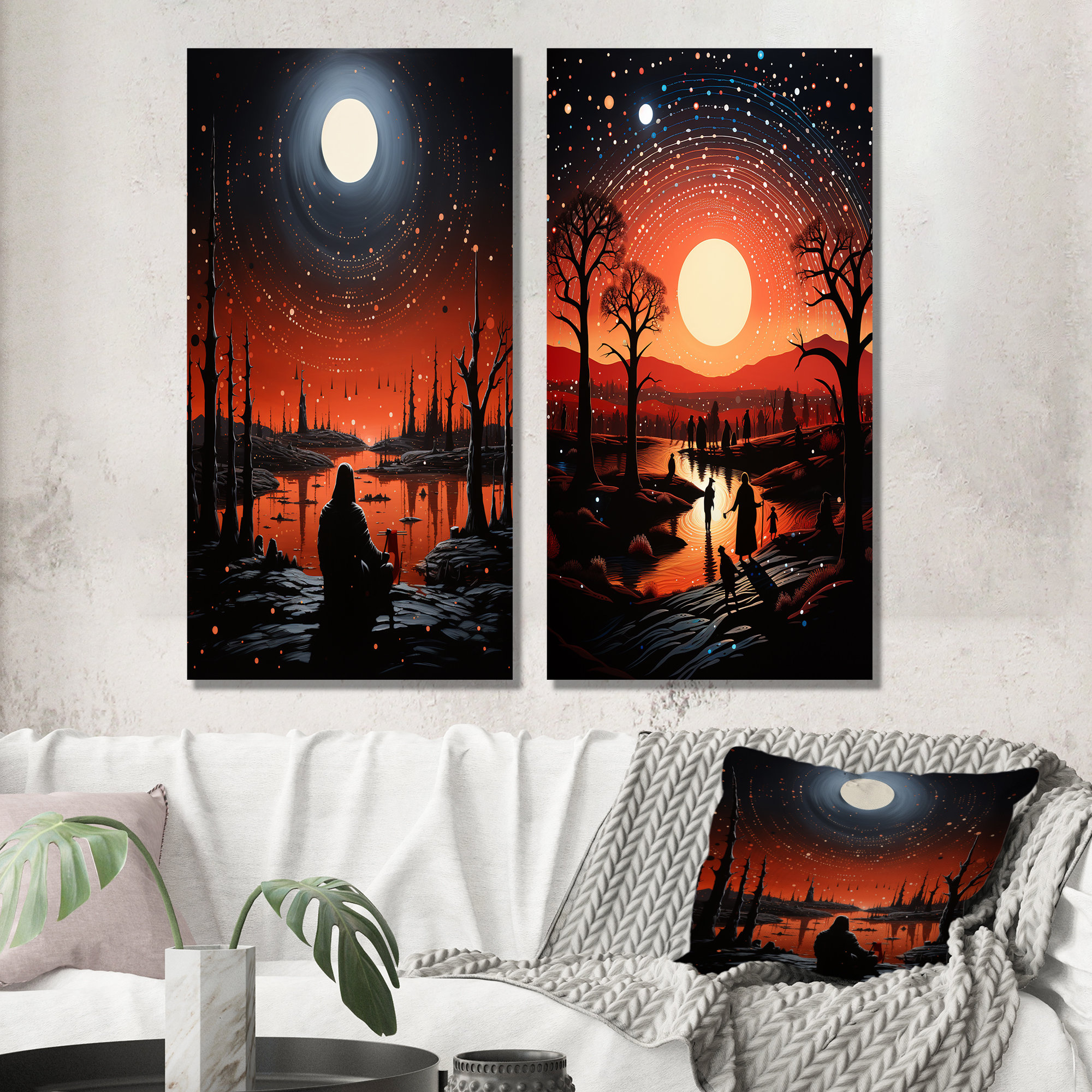 Winston Porter Native Moonlit Ceremony Landscape - Moon Canvas Prints ...