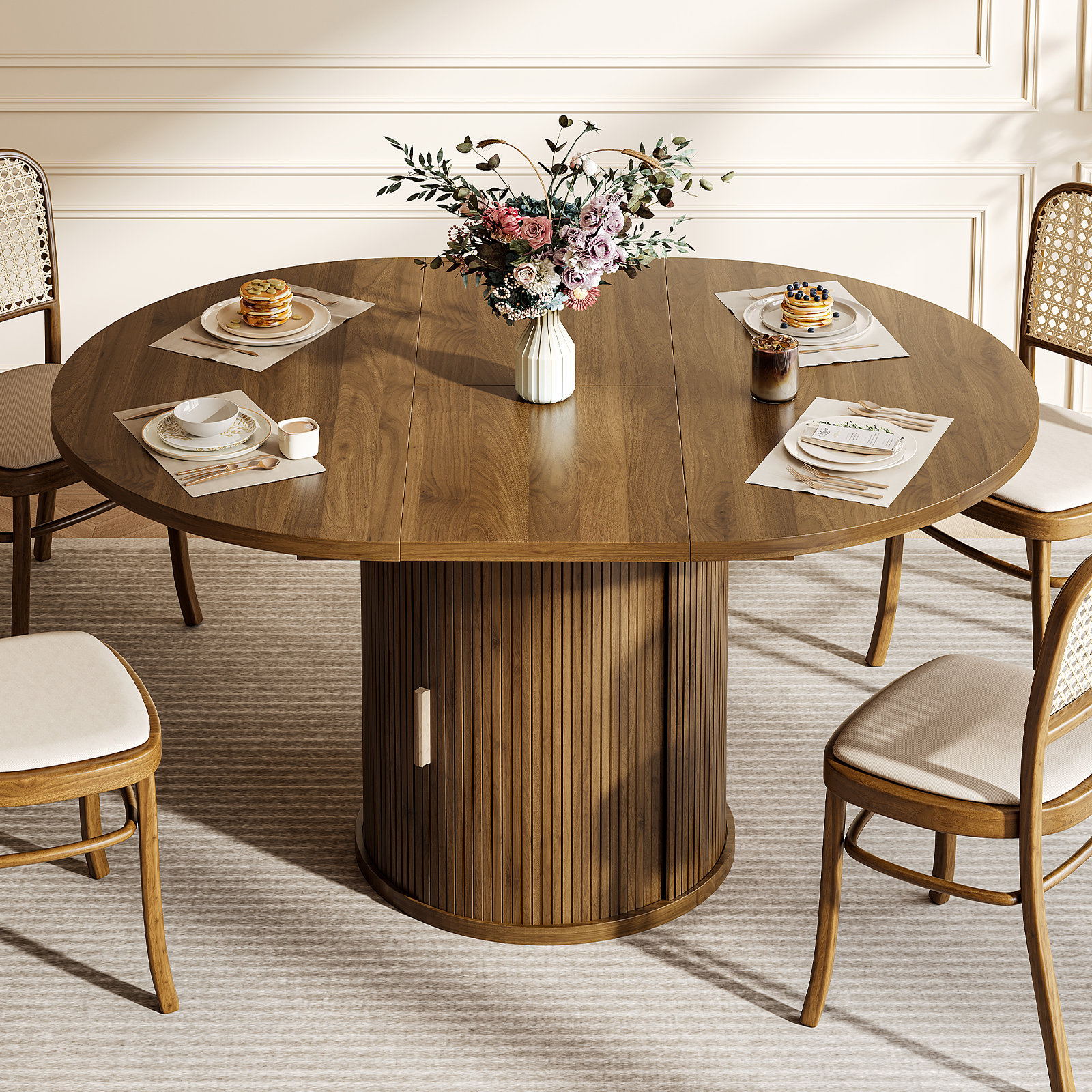 Winston Porter 43.3”-59” Extendable Dining Table Set For 4 To 8 People ...