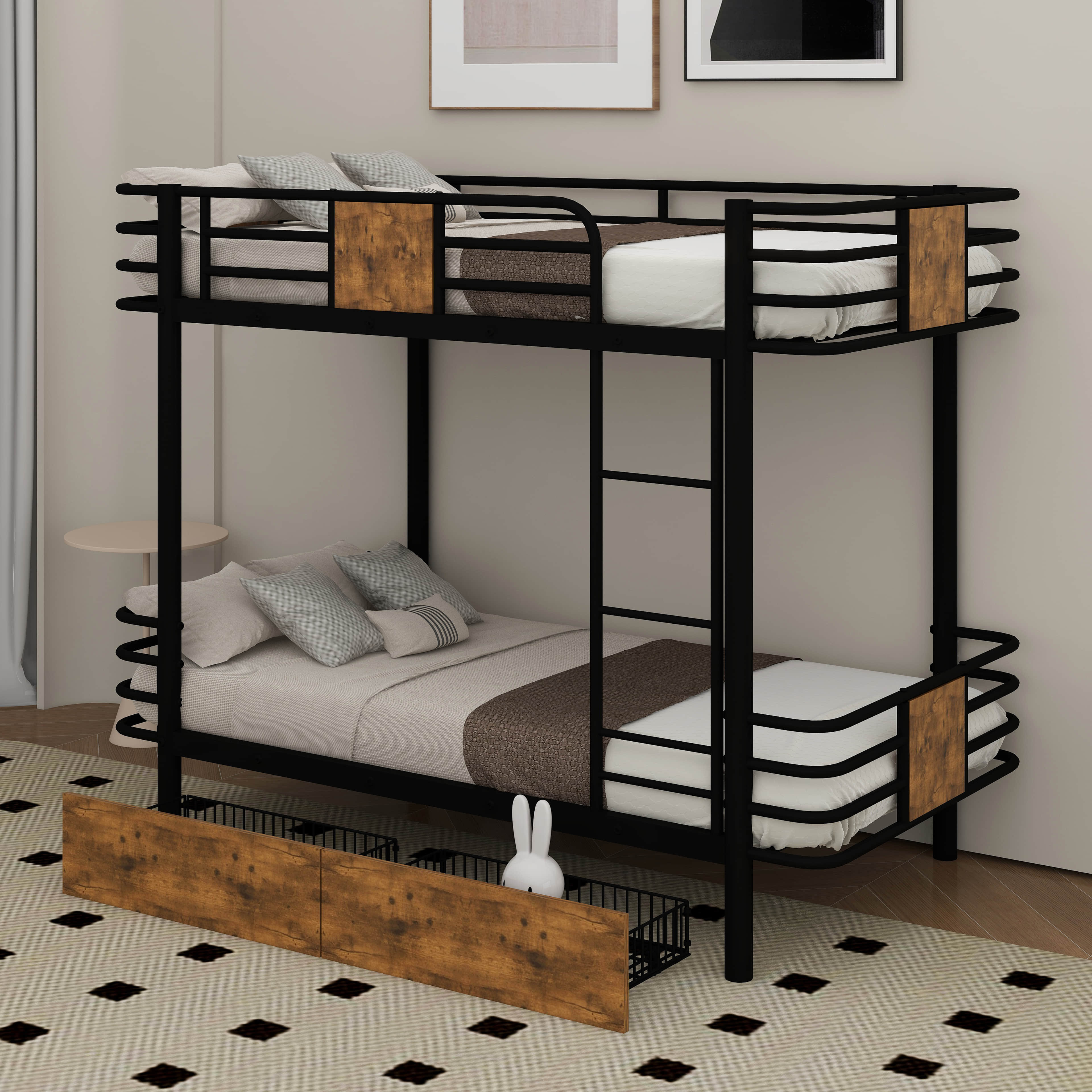 Mason & Marbles Twin XL Over Twin XL Metal Bunk Bed With MDF Board ...