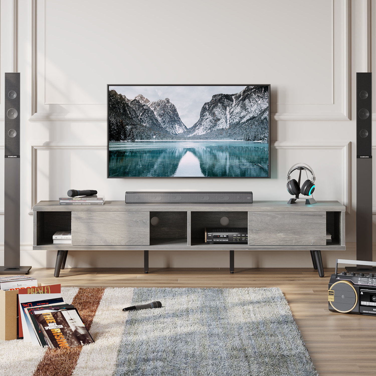 Wade Logan® Carlei 70 inch TV Stand for TVs up to 75" & Reviews ...