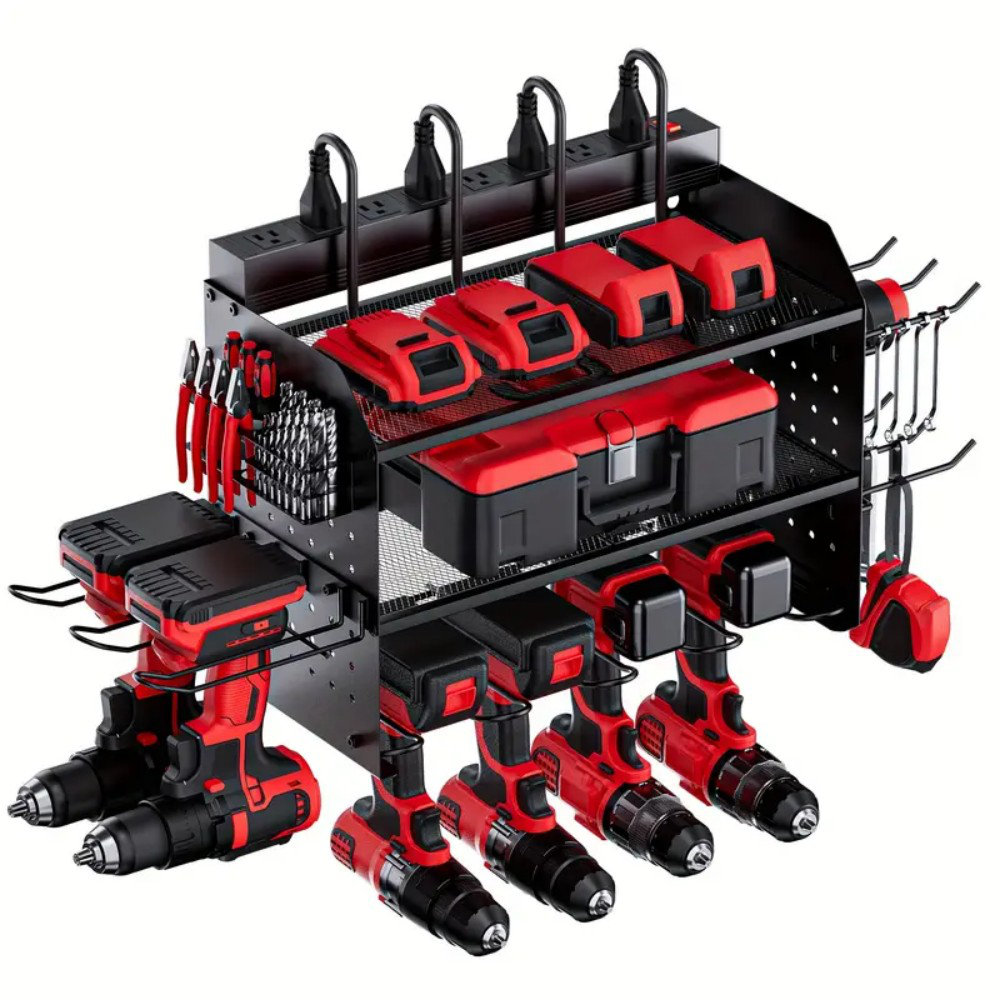 17 Stories Heavy-Duty Steel 3-Tier Wall-Mounted Power Tool Storage Rack ...