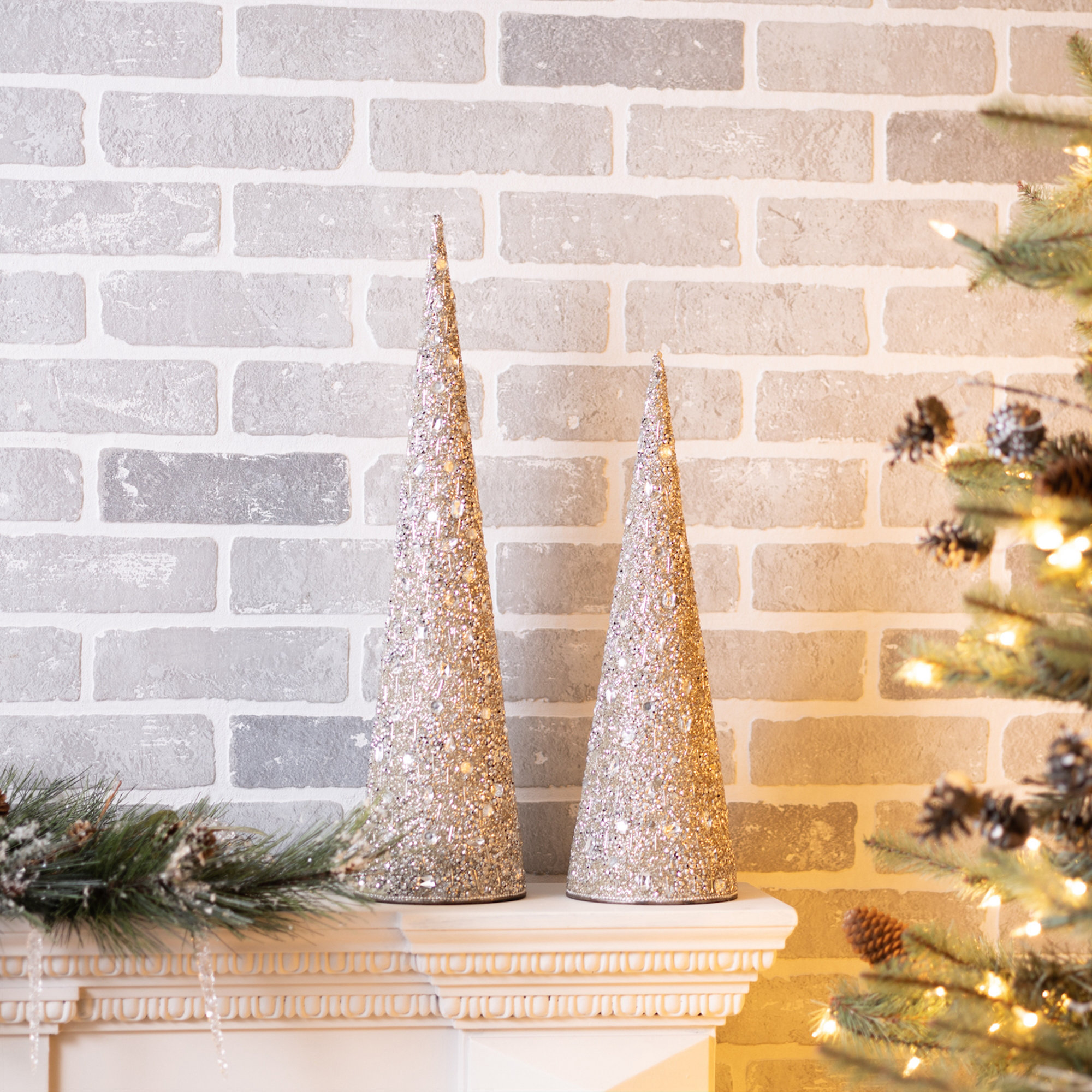 The Holiday Aisle® Beaded Glass Cone Tree (Set of 2) | Wayfair