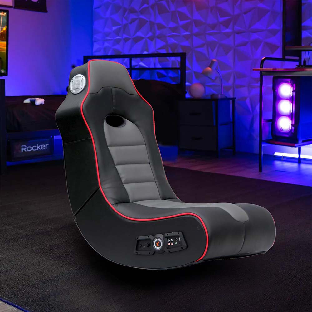 Inbox Zero X Rocker Video Gaming Floor Rocker Chair, Built-In Audio ...