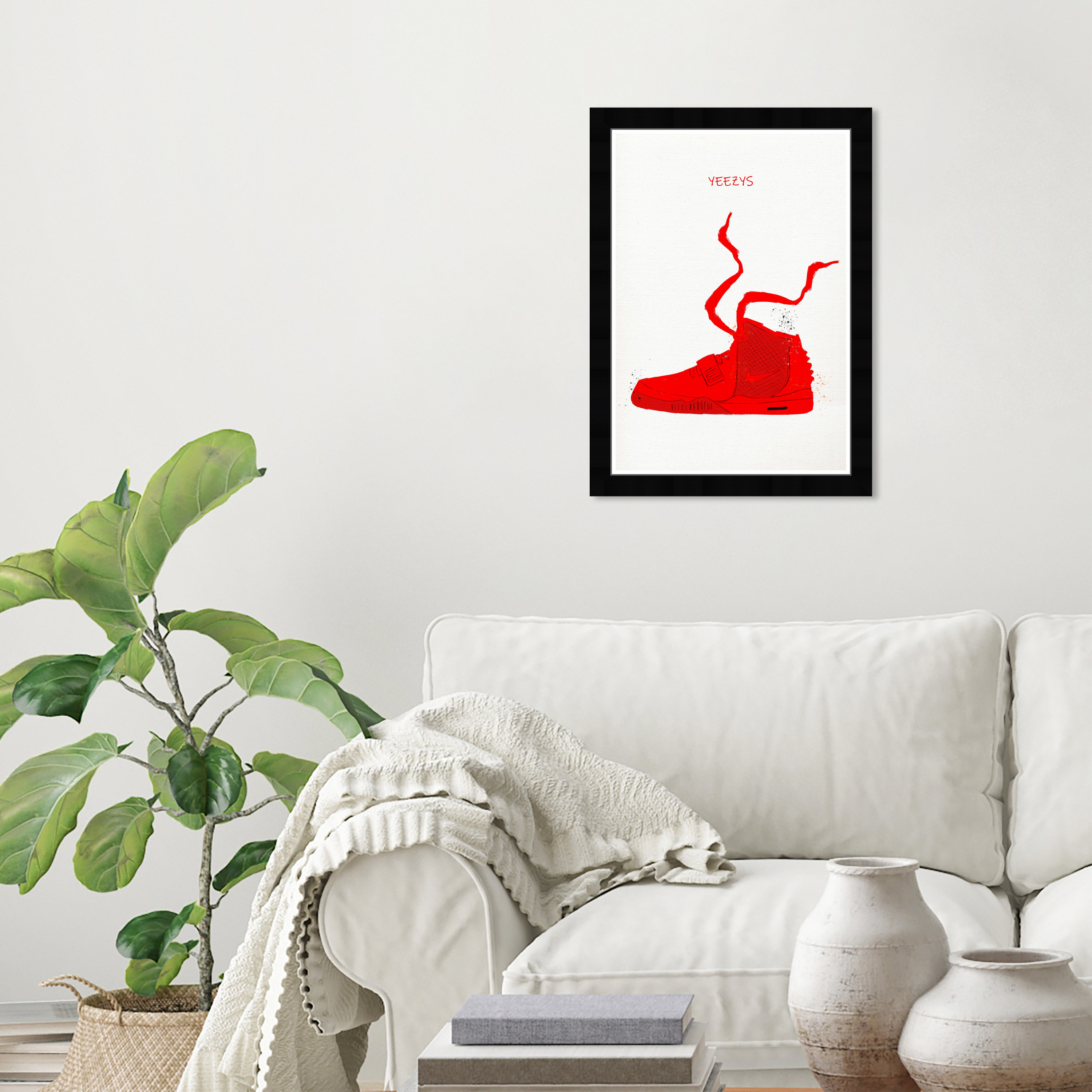 House of Hampton Fashion and Glam YEEZYS Drawing I Modern Red Paper ...