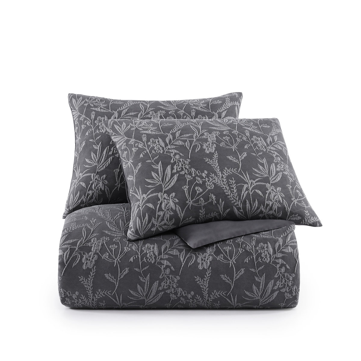 Design Studio Botanical Grey 4-Piece Stonewashed Jacquard Comforter Set ...
