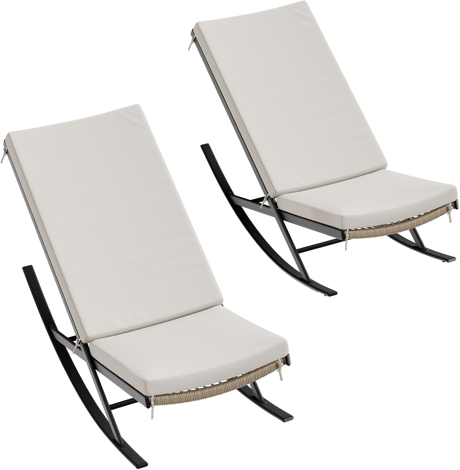 Latitude Run® Outdoor Indoor Rocking Chairs Set of 2, Lounge Rocker ...