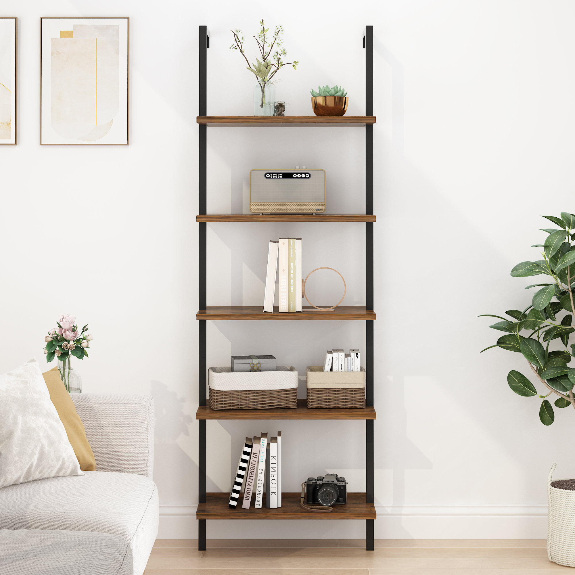 17 Stories 70.9" H x 23.6" W Steel Ladder Bookcase | Wayfair