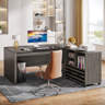 Latitude Run® L-shaped Executive Desk With File Cabinet, Large Computer ...