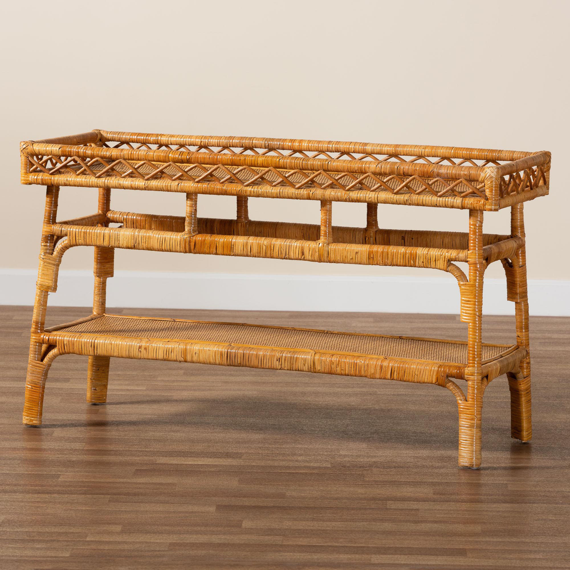 Bayou Breeze Bali & Pari Savitri Modern Bohemian Natural Rattan 2-Tier ...