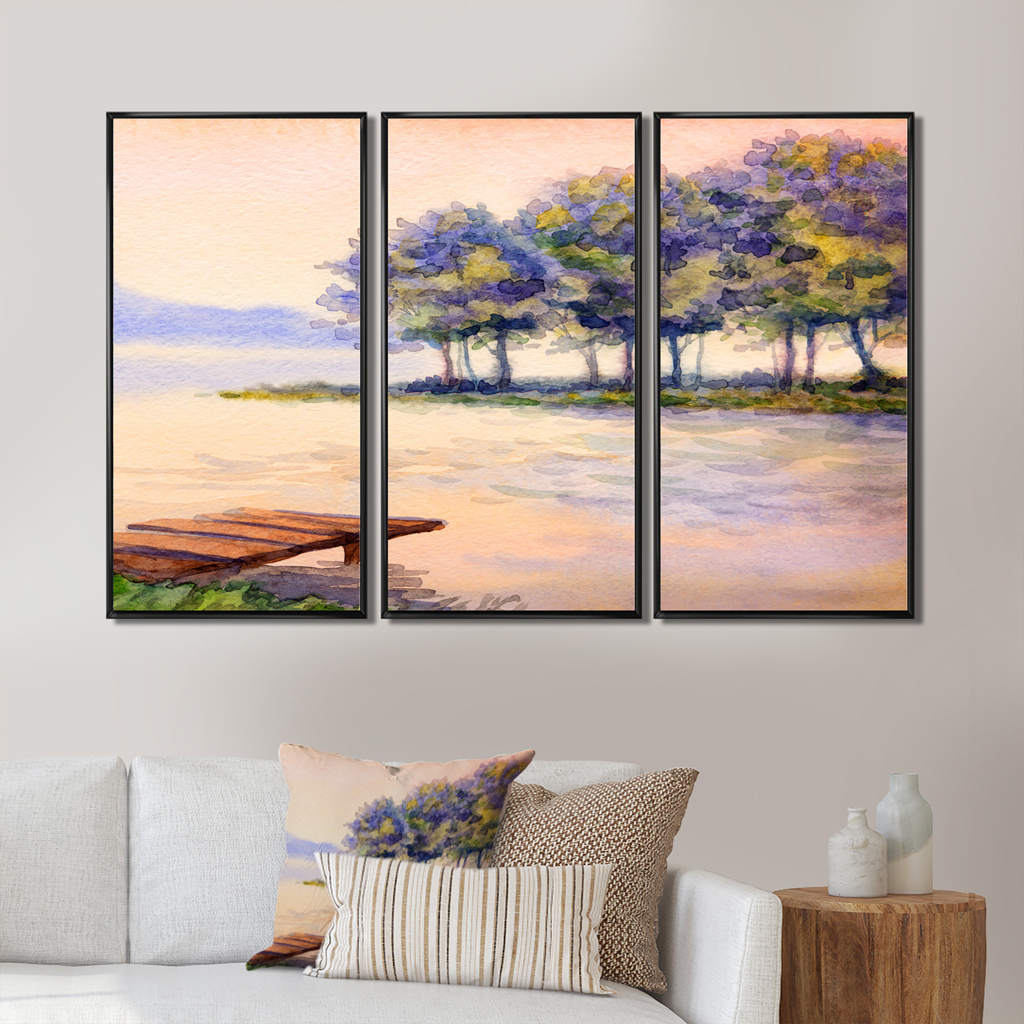 Millwood Pines Colourful Sunset Trees Over The Lake - Lake House Wall ...