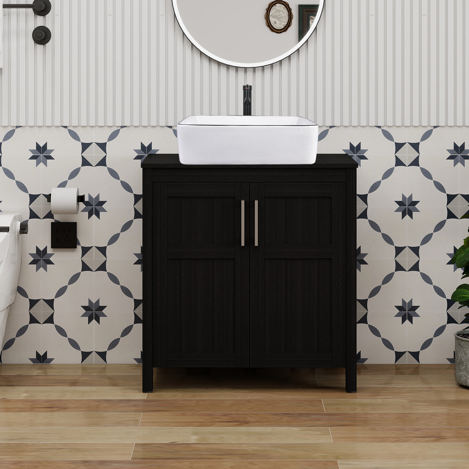 Ebern Designs Meuble-lavabo simple 30 po avec lavabo moderne ...