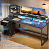 Wrought Studio™ Manufactured Wood Computer Desk with LED Lights and ...