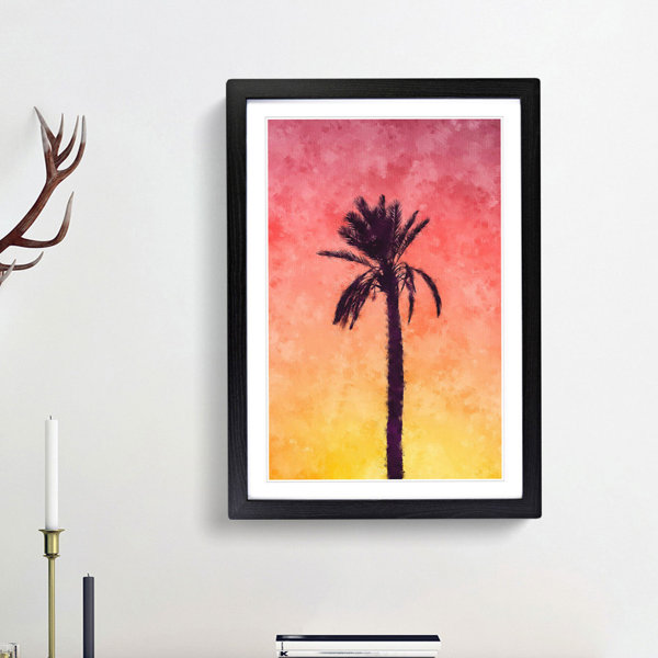 East Urban Home Summertime Palm Tree - Picture Frame Painting Print ...