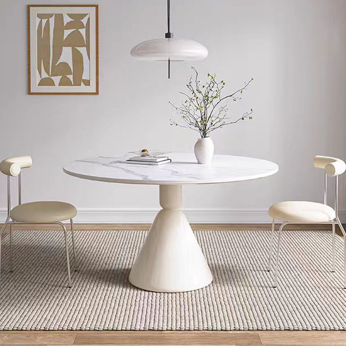 Sleek Surface Designs French Cream Wind Rock Plate Dining Table | Wayfair