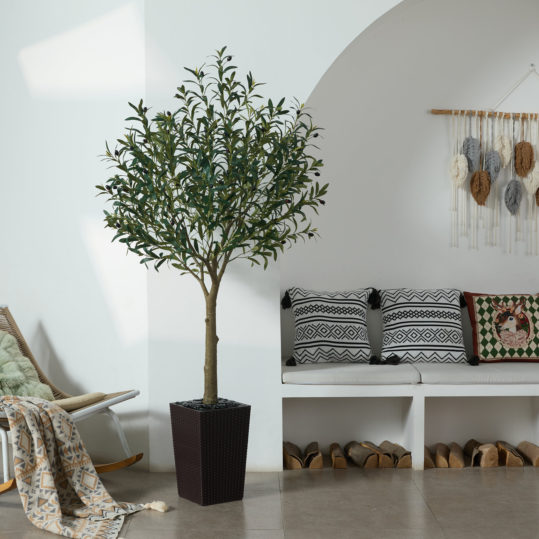 AllModern Altera UV Resistant Artificial Olive Tree for Indoor ...