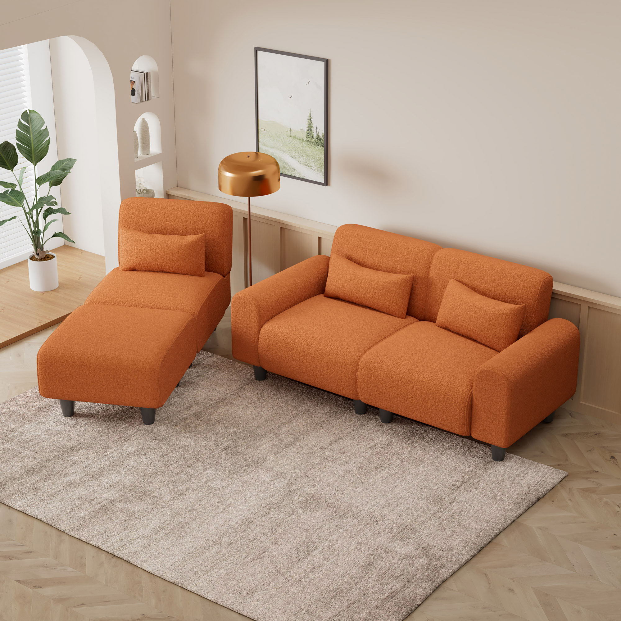 Latitude Run® Two-Seater Sofa Plus a Single Couch with Three Waist ...