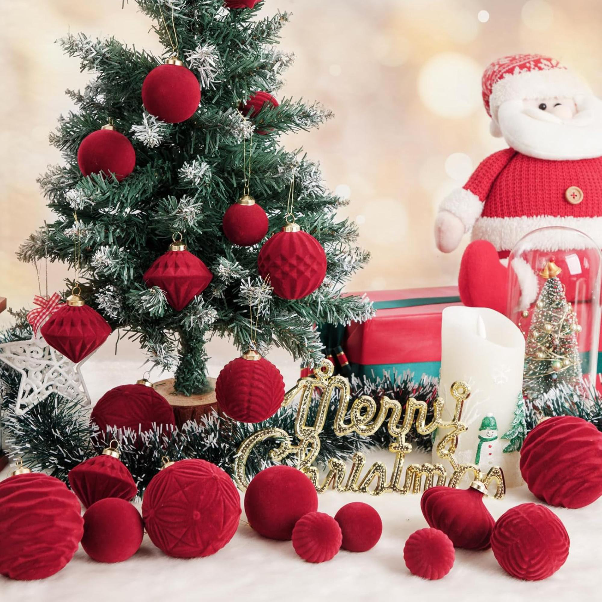 Bloomsbury Market 35PCS Velvet Christmas Balls - Shatterproof Christmas ...