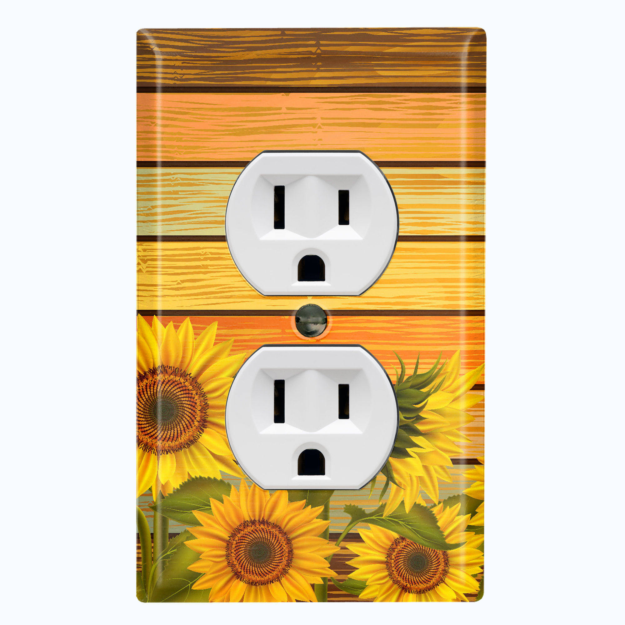 WorldAcc Metal Light Switch Plate Outlet Cover (Yellow Sun Flower Fence ...