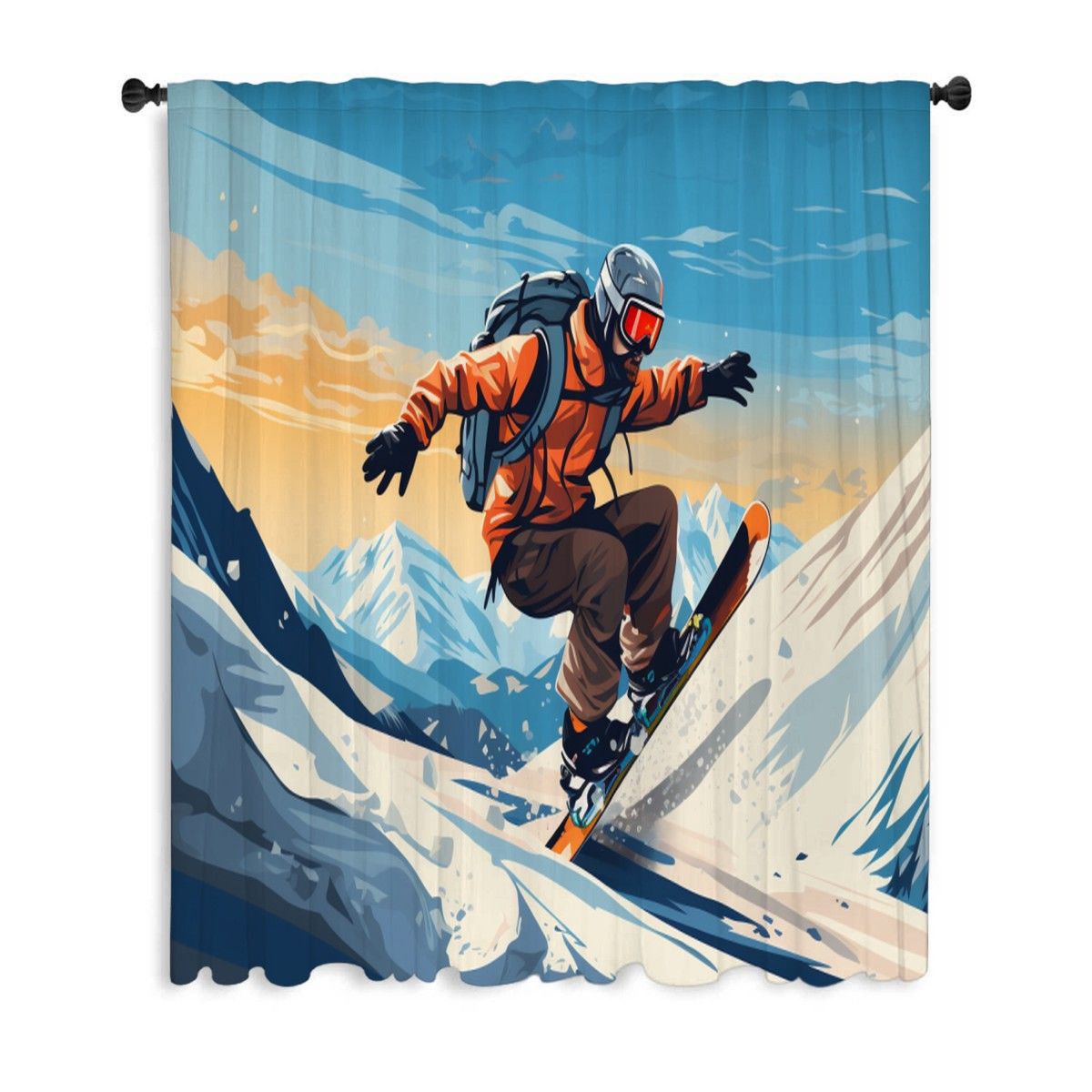 VisionDecor Ski Window Curtains, Snowboard Blockout & Sheer Curtains ...