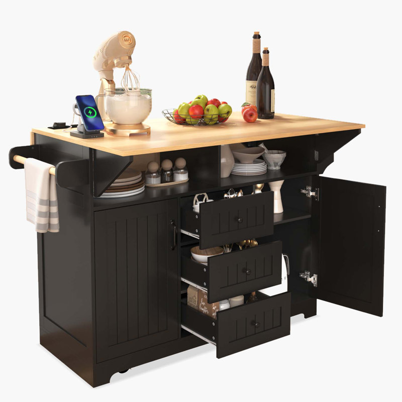 Lark Manor™ Versatile Folding Kitchen Island with Multiple Functions ...