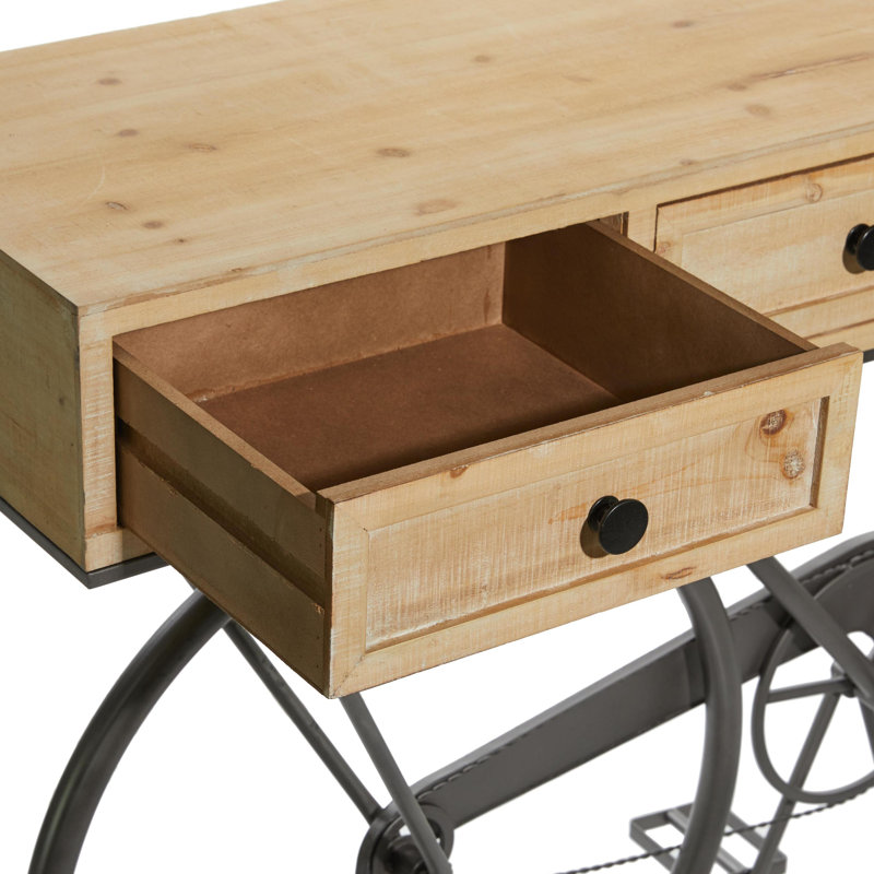 Williston Forge Brynne Black Metal 3 Drawers Bike Console Table with ...