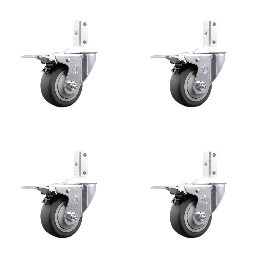 Service Caster 3 Inch Thermoplastic Rubber 7/8 Inch Square Stem Caster ...