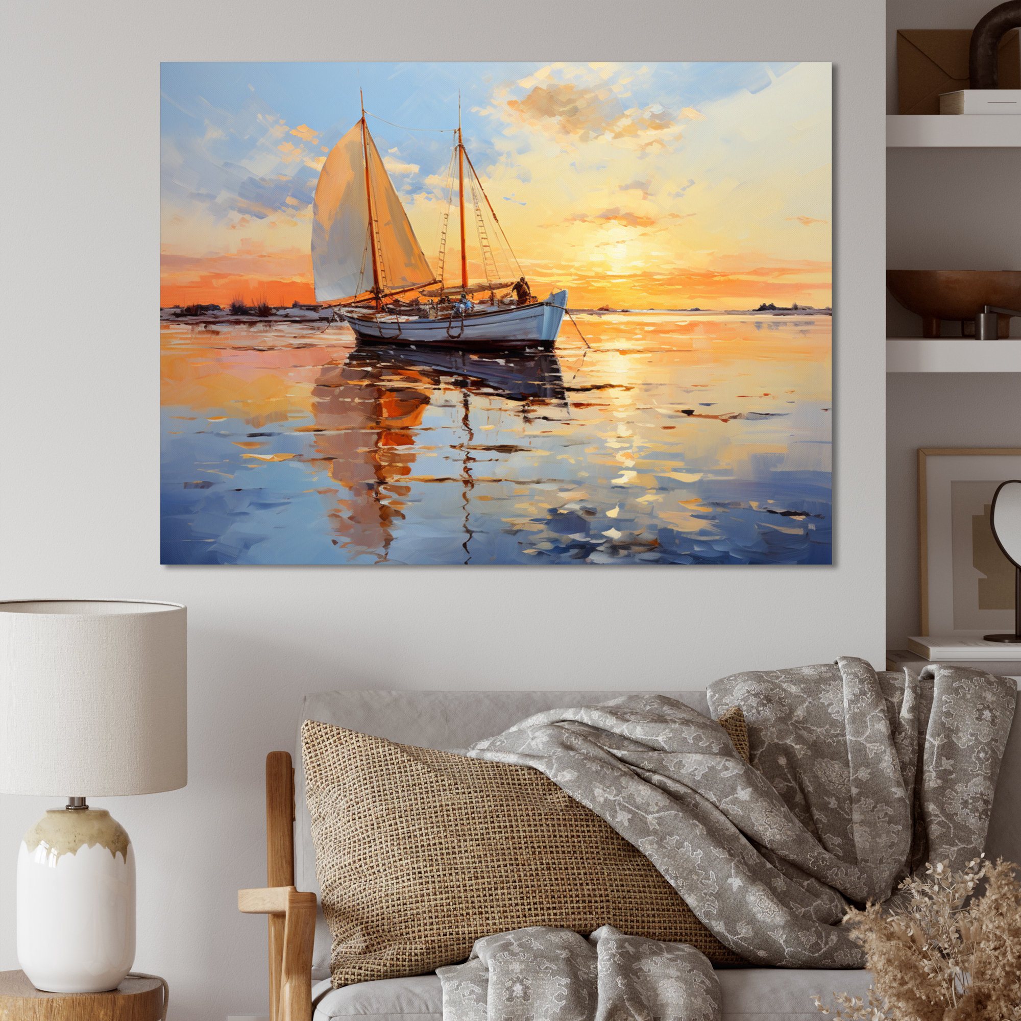 Breakwater Bay Boat Seascape Impression IV Framed On Canvas Print | Wayfair