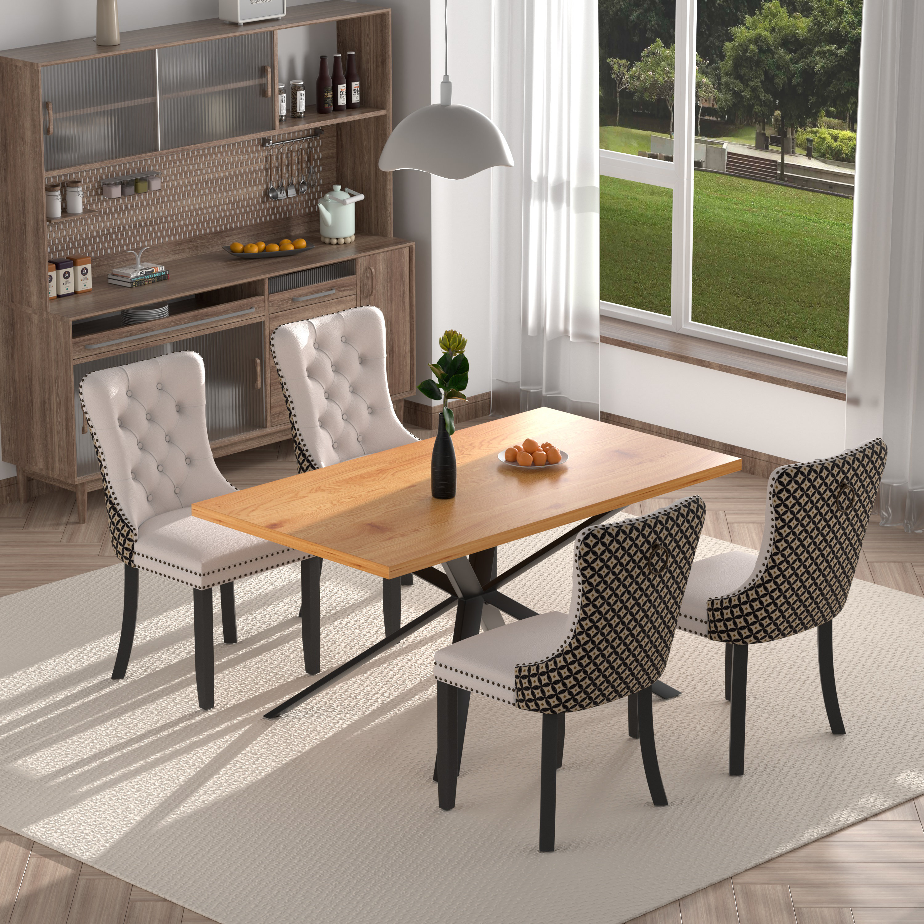 Red Barrel Studio® Devgan Rectangular 63'' L x 35.4'' W Dining Set ...