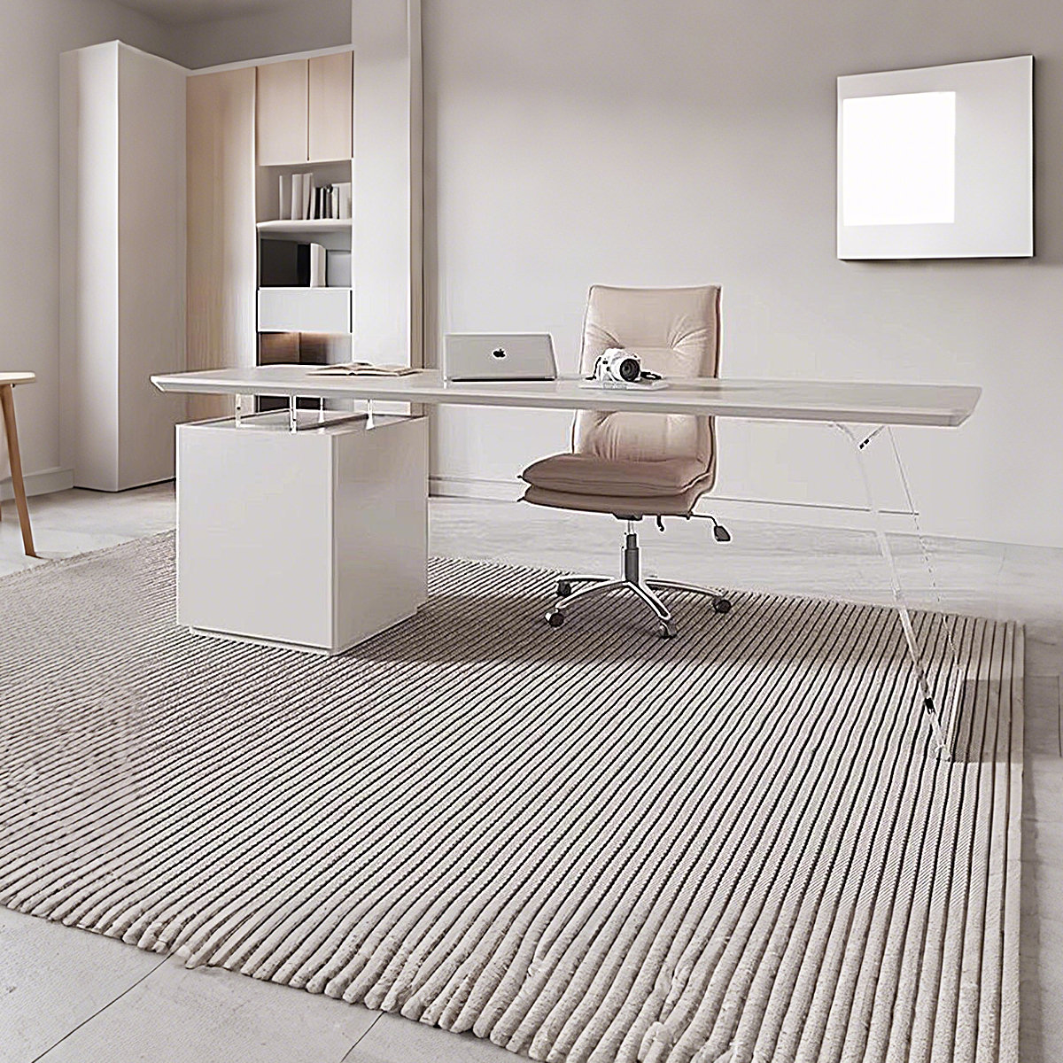 Isla Hopping Cream-Style White Acrylic Floating Desk | Wayfair