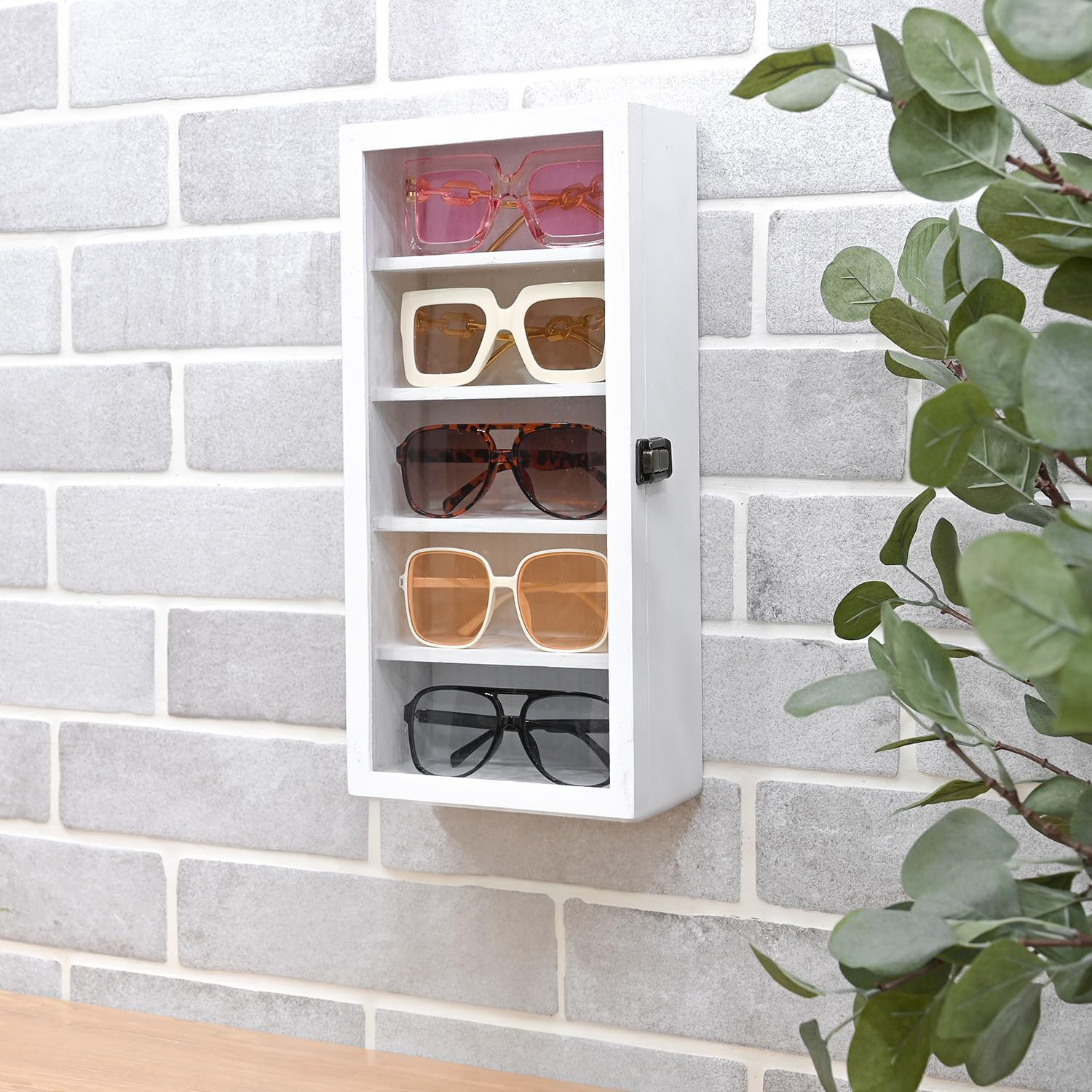 Millwood Pines Wall Mounted Wooden Collectible Display Case 5 Shelf ...