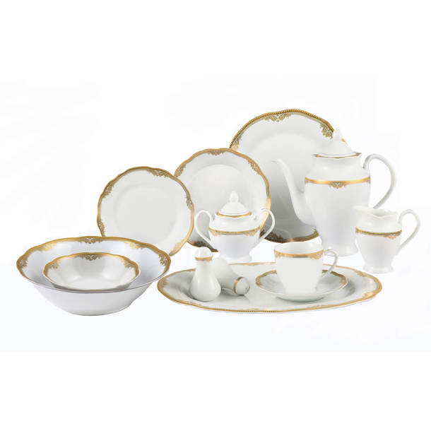 Lorren Home Trends 57 Piece Porcelain China Dinnerware Set - Service ...