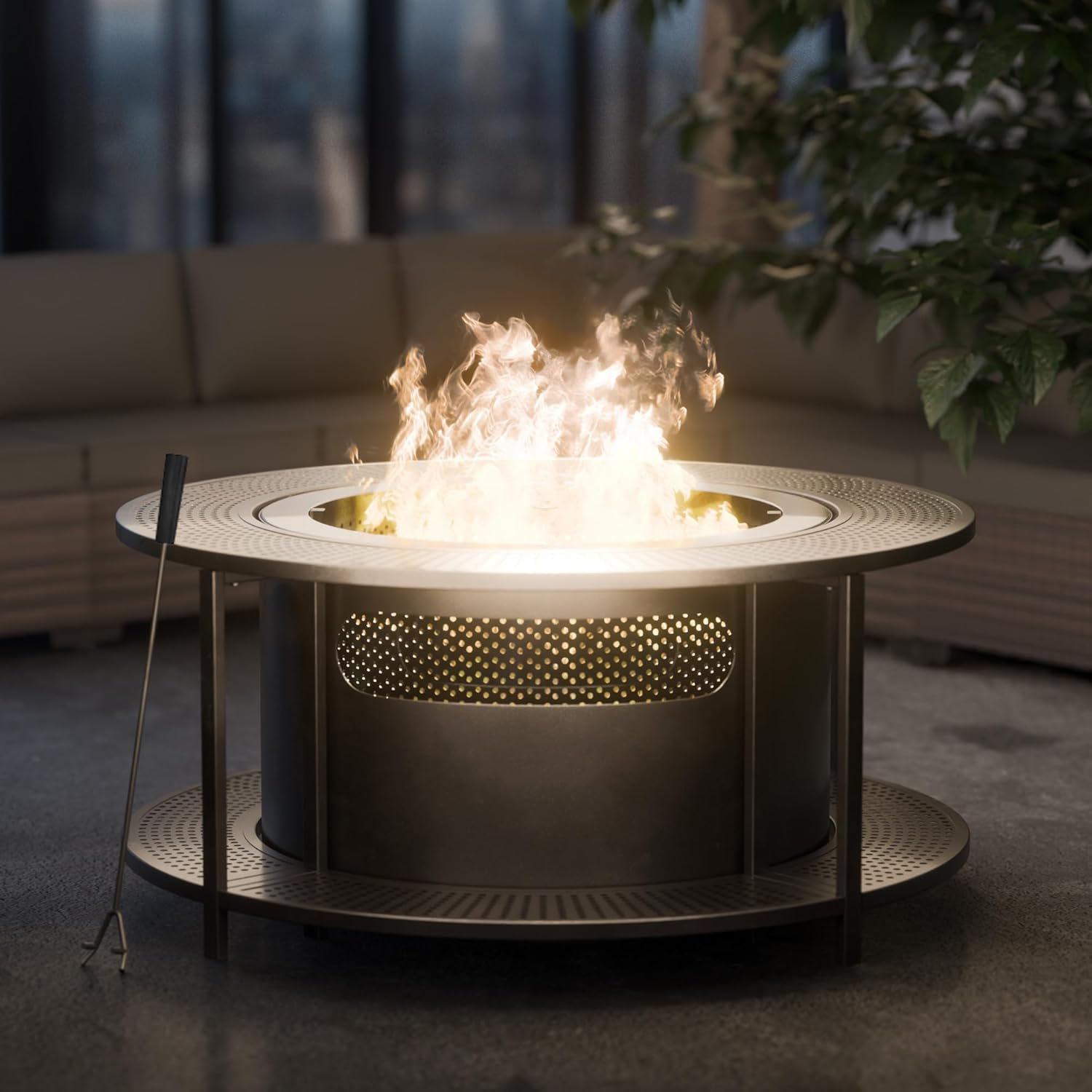 Arlmont & Co. Kruize 25" DIA Outdoor Smokeless Fire Pit With Fire Pit ...