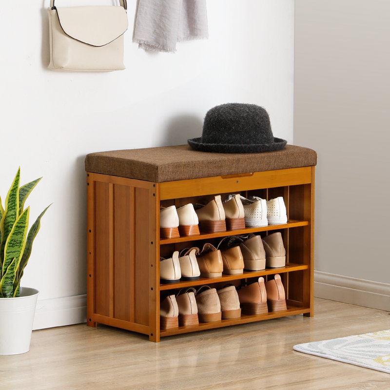 MoNiBloom 3 Tiers 9 Pairs Shoes Changing Stool Bench, Storage with ...