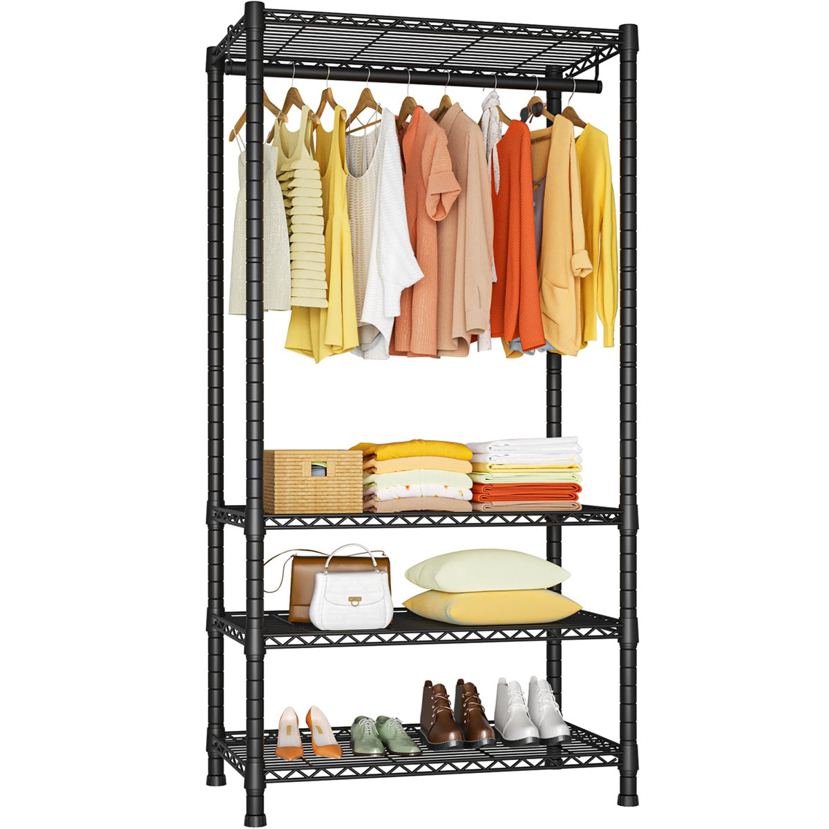 Stack man Rack For Hanging Clothes With Shelves And Hangers, Closet ...