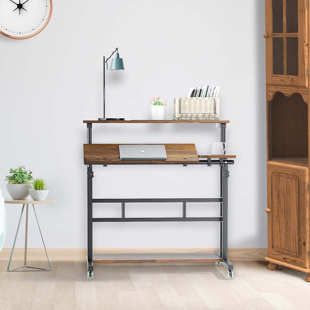 17 Stories Computer Rolling Desk Cart On Wheels Home Office Workstation ...