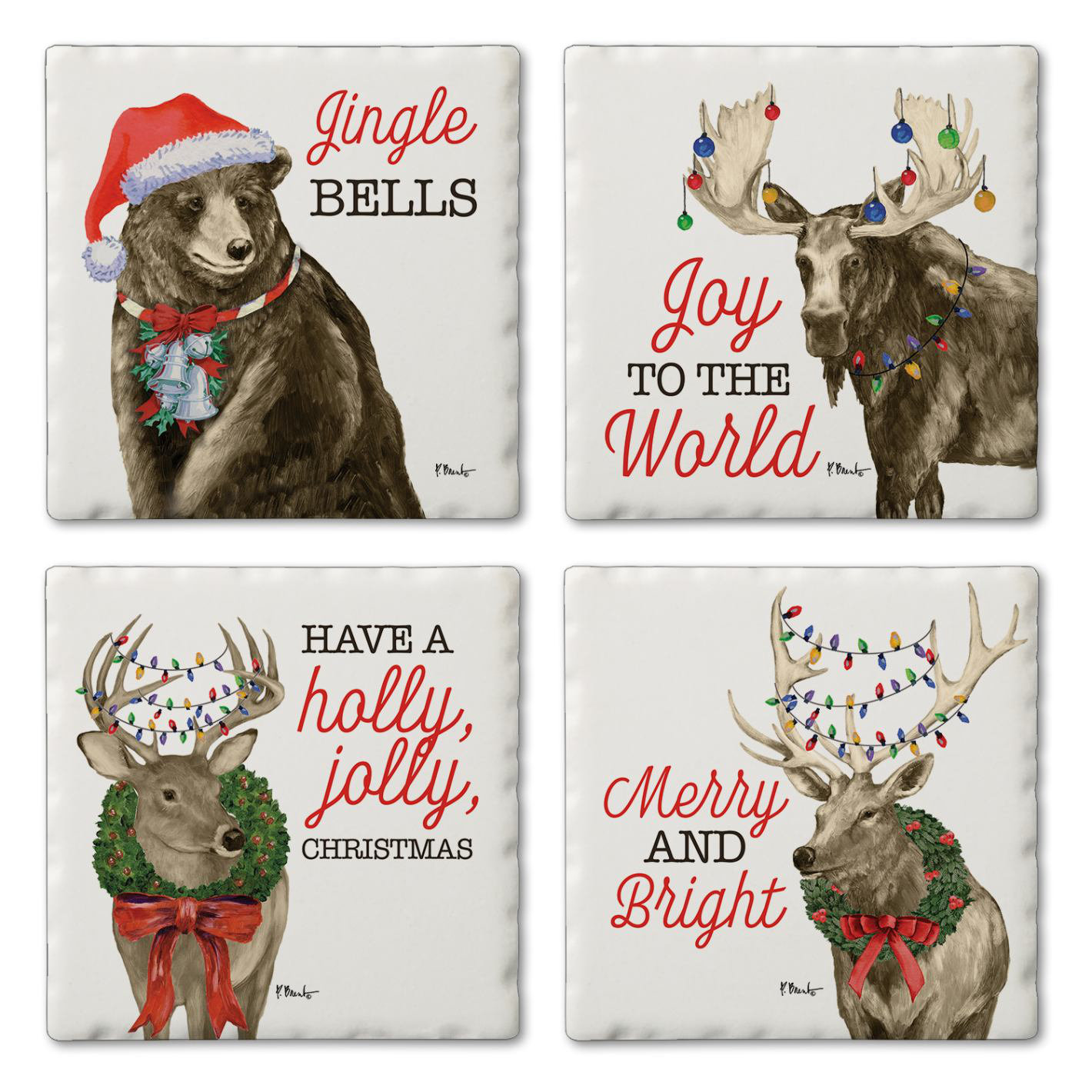 The Holiday Aisle® Merry Lodge 4 Pack Assorted Tumbled Tile Stone ...