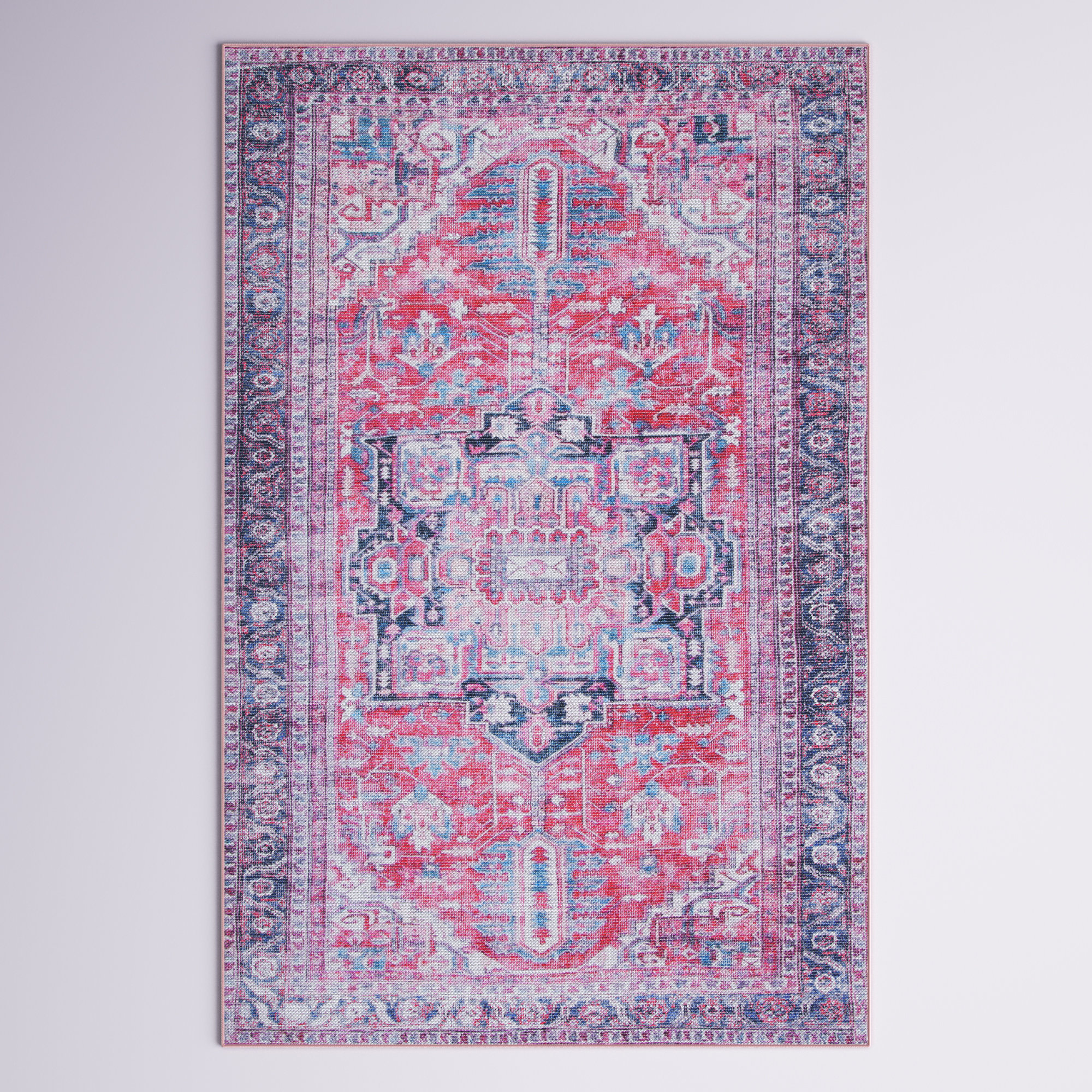 Langley Street Kingsford Oriental Navy/Pink Area Rug & Reviews ...