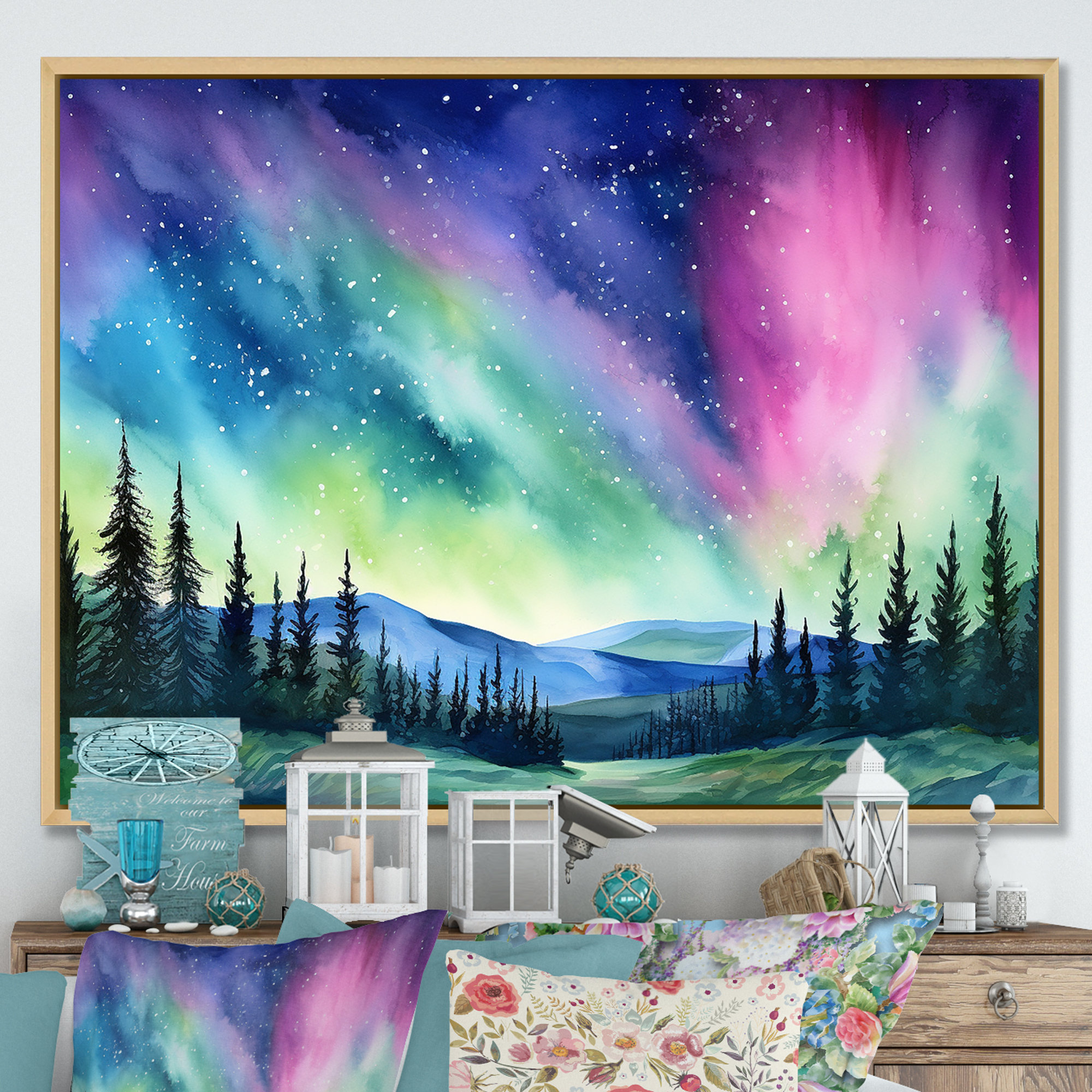DesignArt Pastel Aurora Borealis Scenery II " Pastel Aurora Borealis ...