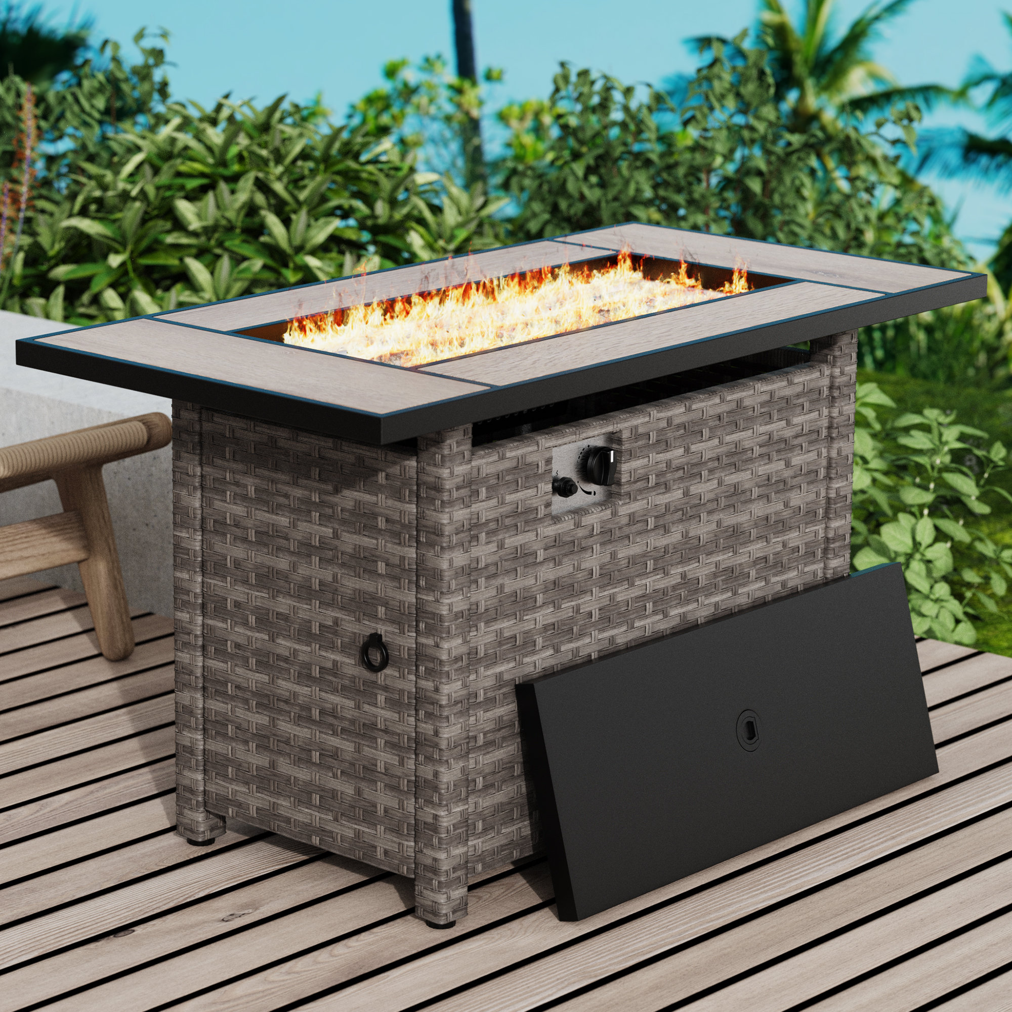 Bayou Breeze 45'' Propane Fire Pit Table, 50,000 BTU Steel Gas Fire Pit ...