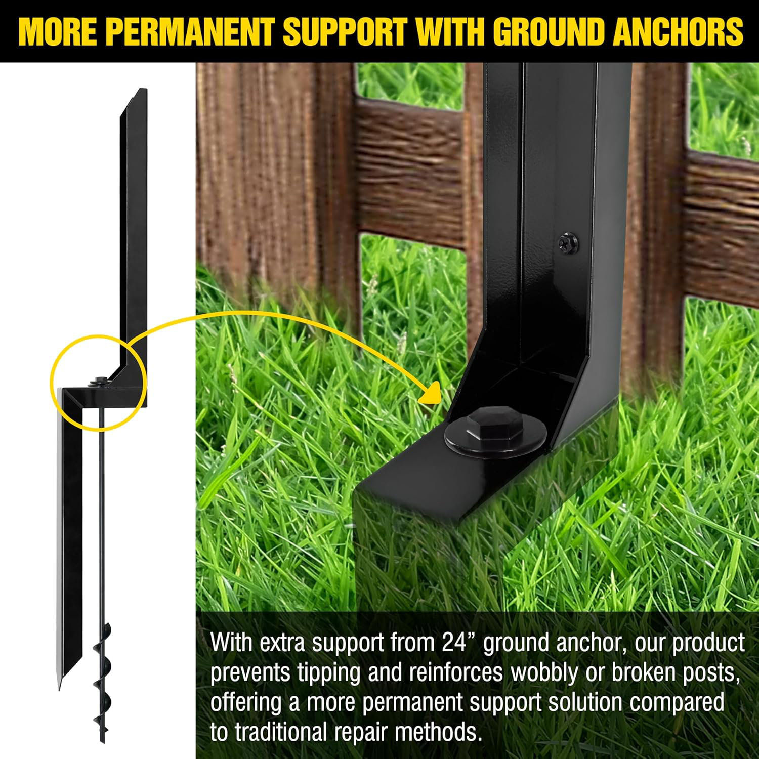 Charlton Home Heavy-duty steel fence post maintenance posts with ground ...