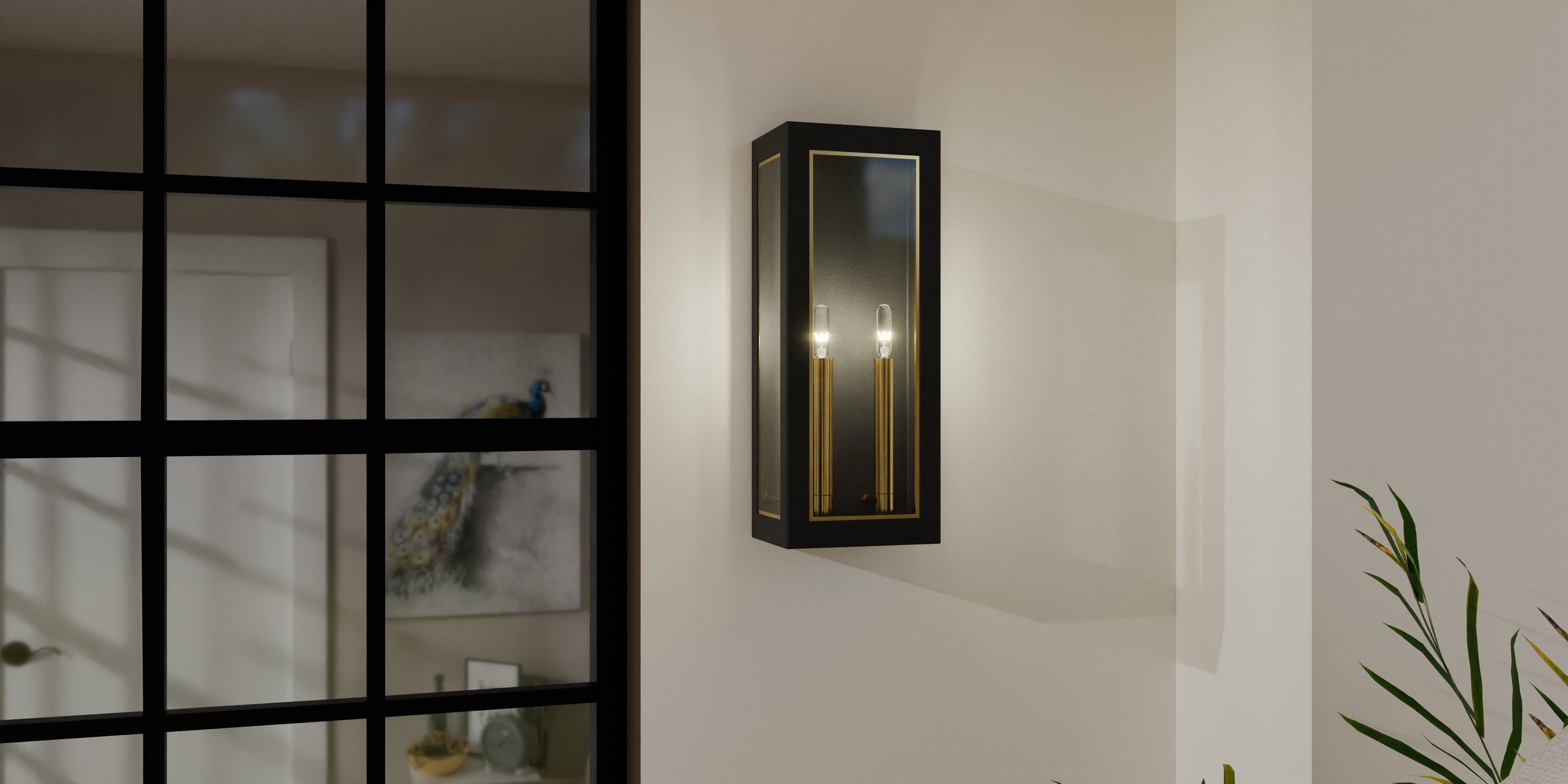 Mercer41 Hannis 2-Light Matte Black Outdoor Wall Lantern - Wayfair Canada