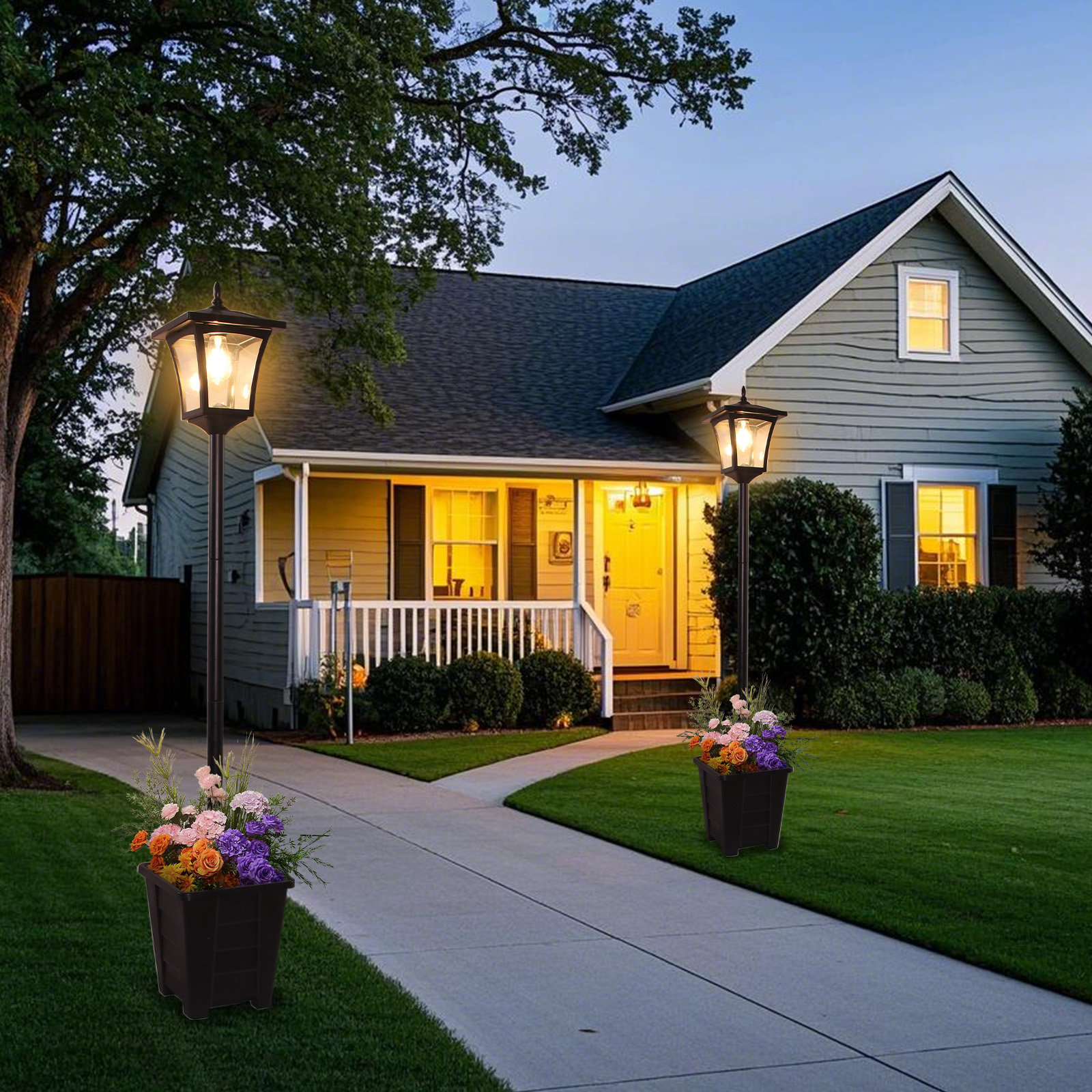 DJGIFI 44"-59" Adjustable Solar Street Lamp - Weatherproof Composite ...